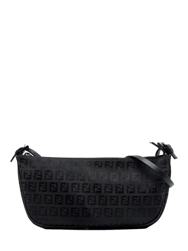 Fendi Zucchino Canvas Shoulder Bag - Black
