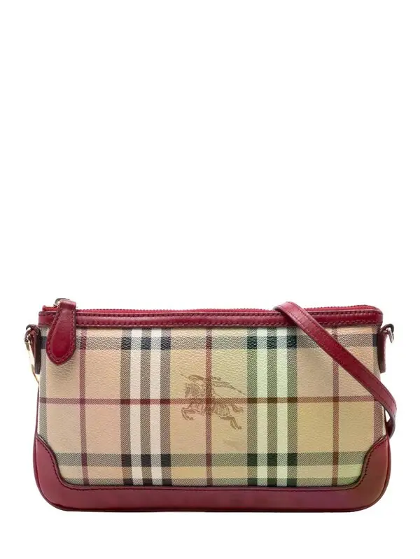 Burberry Haymarket Check Coated Canvas Peyton Crossbody Bag - Red