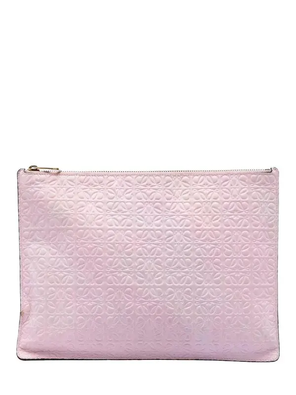 Loewe Embossed Anagram Calfskin Repeat Pouch Clutch Bag - Pink