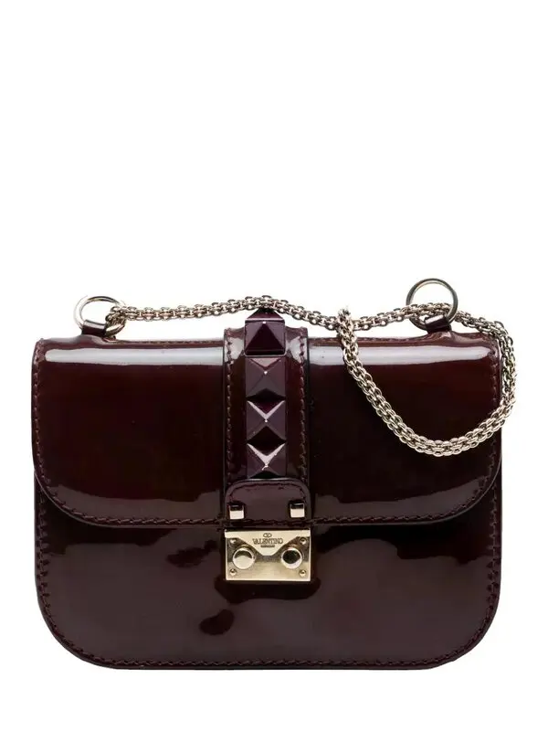 Valentino Garavani Small Patent Rockstud Glam Lock Crossbody Bag - Red