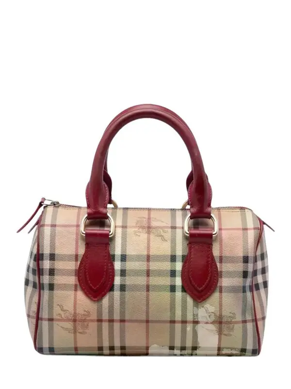 Burberry Haymarket Check Coated Canvas Boston Bag - Red