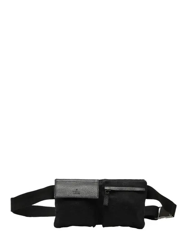 Gucci Gg Canvas Double Pocket Belt Bag - Black