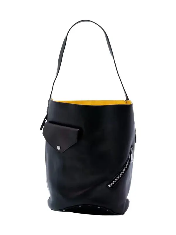 Celine 2016 Leather Biker Bucket Bag - Black