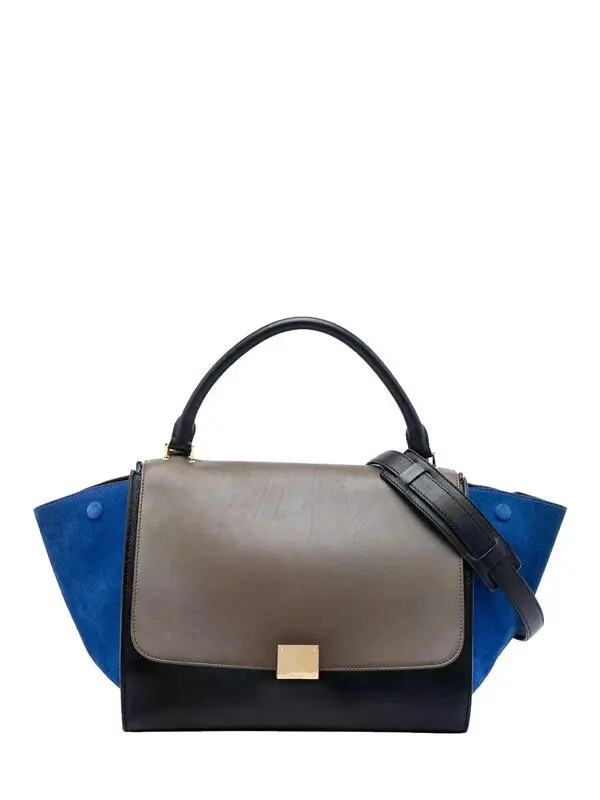 Celine 2012 Medium Tricolor Trapeze Satchel - Black