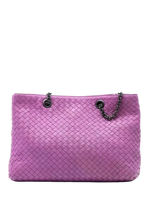 Bottega Veneta Nappa Intrecciato Double Chain Tote Bag - Purple