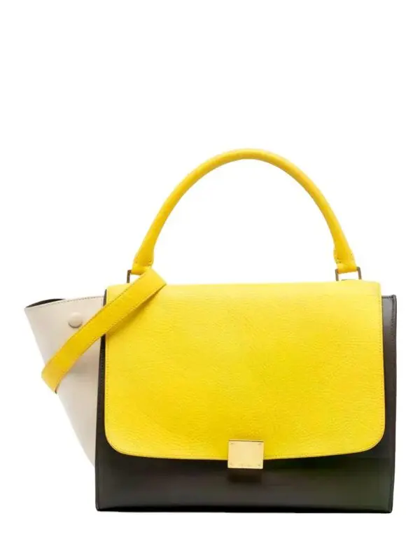 Celine 2014 Small Tricolor Leather Trapeze Satchel - Brown