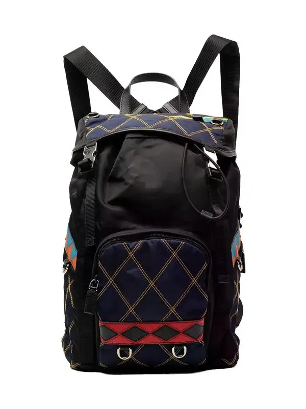 Prada Tessuto Impunturato Double Buckle Backpack - Black
