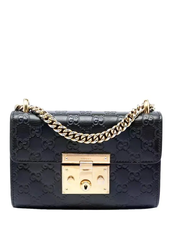 Gucci 2016-2026 Small Ssima Padlock Crossbody Bag - Black