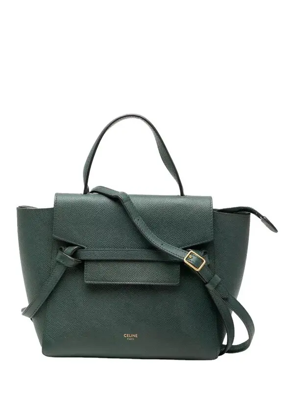 Celine Nano Grained Calfskin Belt Bag Satchel - Green
