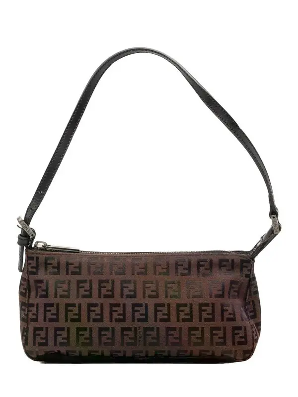 Fendi Zucchino Canvas Pochette Shoulder Bag - Brown