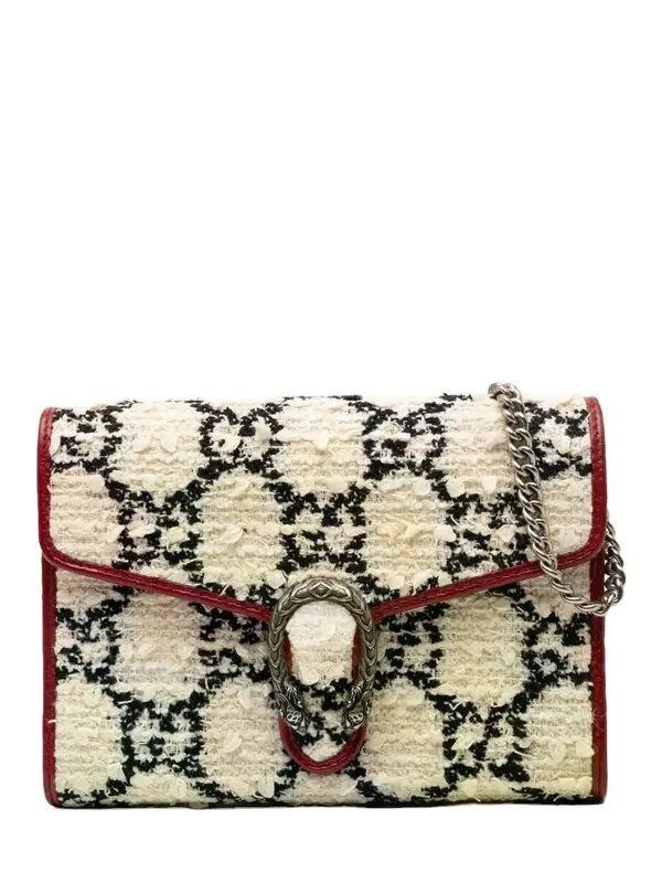 Gucci Gg Tweed Dionysus Wallet On Chain Crossbody Bag - Red