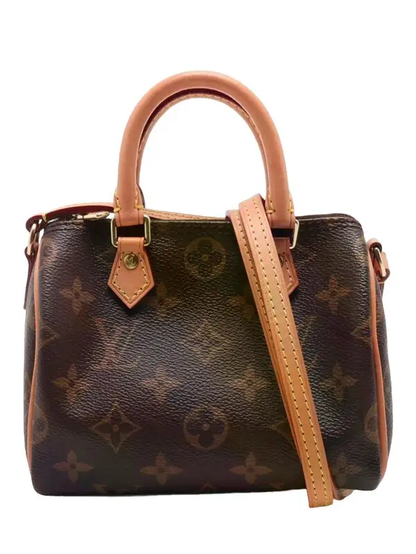 LOUIS VUITTON 2015 Monogram Nano Speedy Bandouliere Satchel - Brown