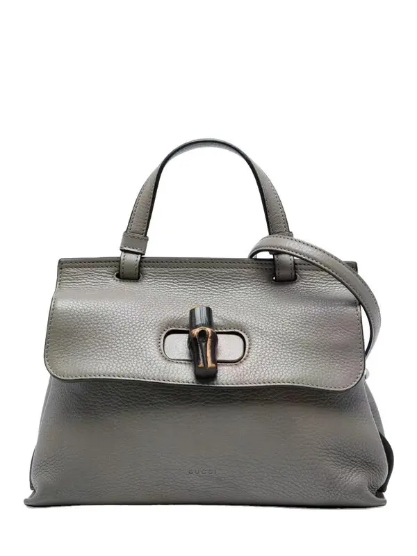Gucci Small Leather Bamboo Daily Satchel - Grey