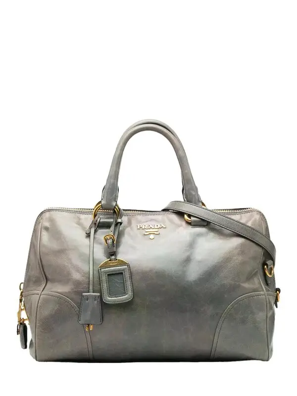Prada Vitello Shine Bauletto Satchel - Grey