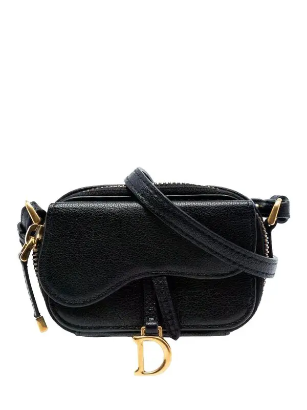 Dior Mini Goatskin Saddle Pouch Crossbody Bag - Black