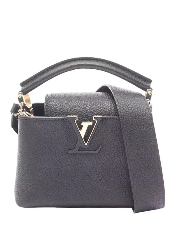 LOUIS VUITTON Taurillon Mini Capucines Satchel - Black