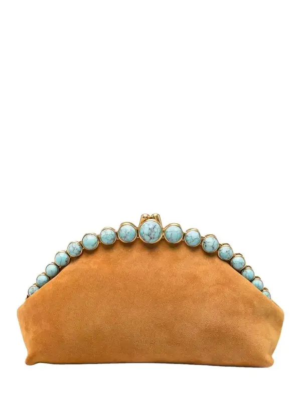 Cult Gaia Stone-embellished Suede Clutch Bag - Neutrals