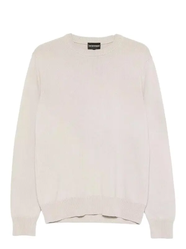 Emporio Armani Logo-embroidered Crew-neck Sweater - Neutrals