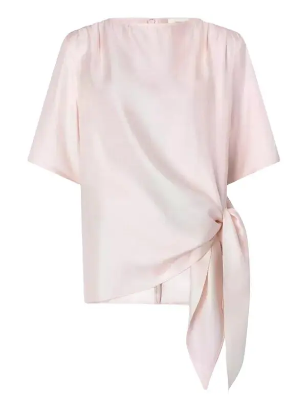 Loulou De Saison Mano Asymmetric Knotted Silk Top - Pink