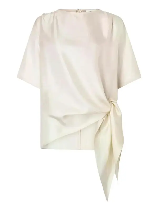Loulou De Saison Mano Asymmetric Knotted Top - Neutrals