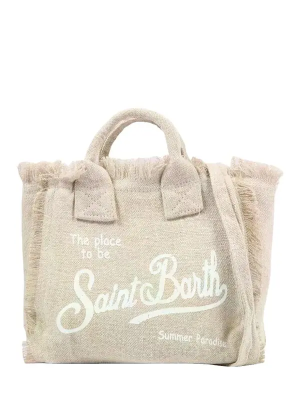 MC2 SAINT BARTH Fringed-detail Logo-print Tote Bag - Neutrals