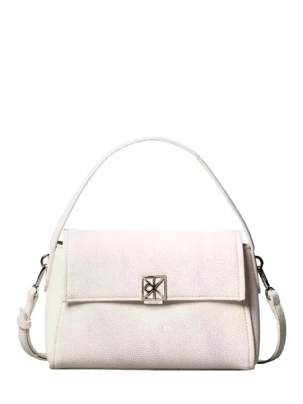 Calvin Klein Grained-texture Shoulder Bag With Logo Detail - White