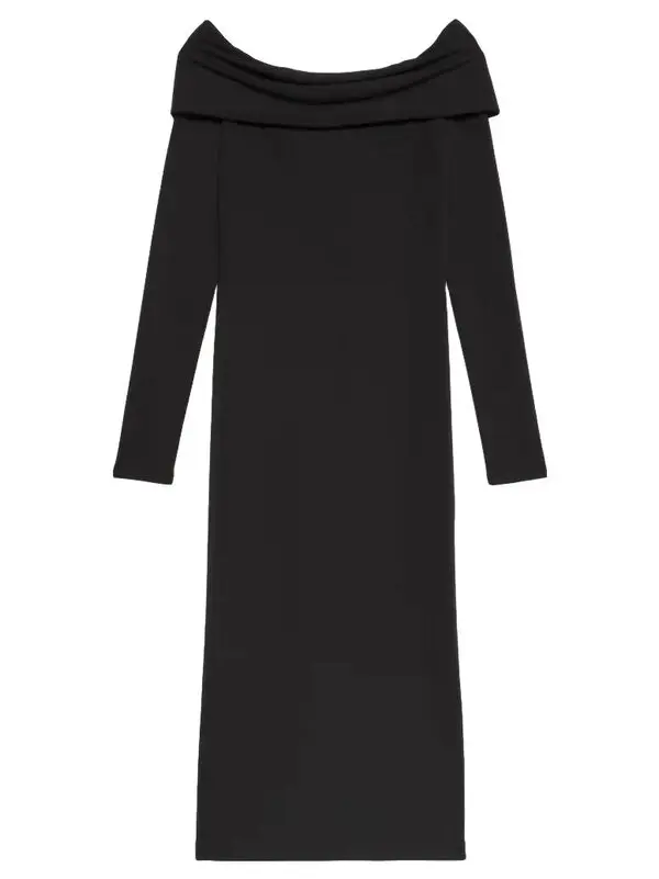 Calvin Klein Off-shoulder Midi Dress - Black