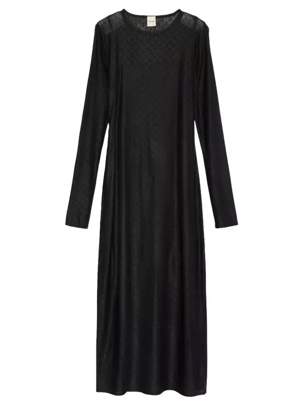 Calvin Klein Monogram-pattern Long-sleeve Midi Dress - Black