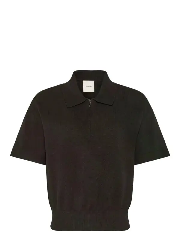 Calvin Klein Quarter-zip Short-sleeve Sweater - Black