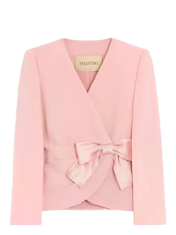 Valentino Garavani Wool Crepe Jacket With Bow - Pink