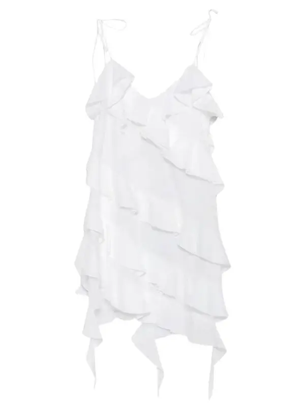 LES FILLES D'EVA Ruffled Cold-shoulder Mini Dress - White