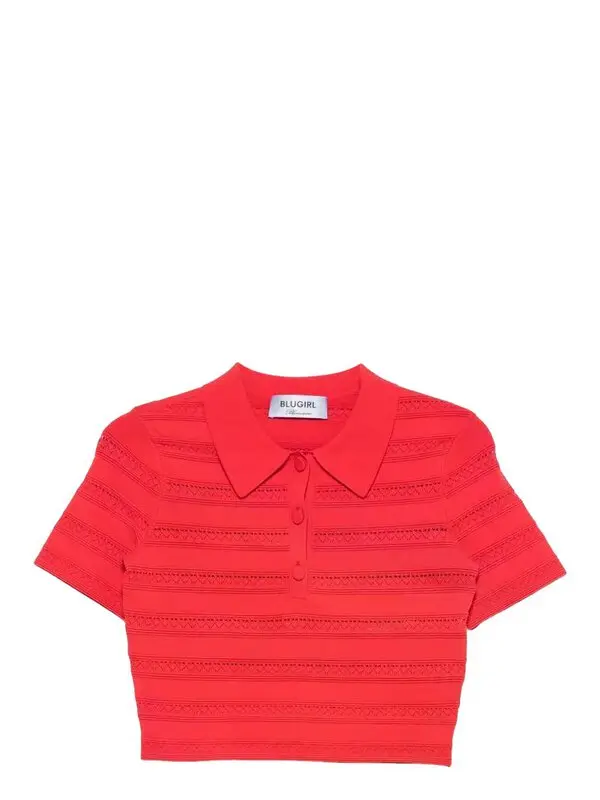 BLUGIRL Crochet-detail Polo Top - Red