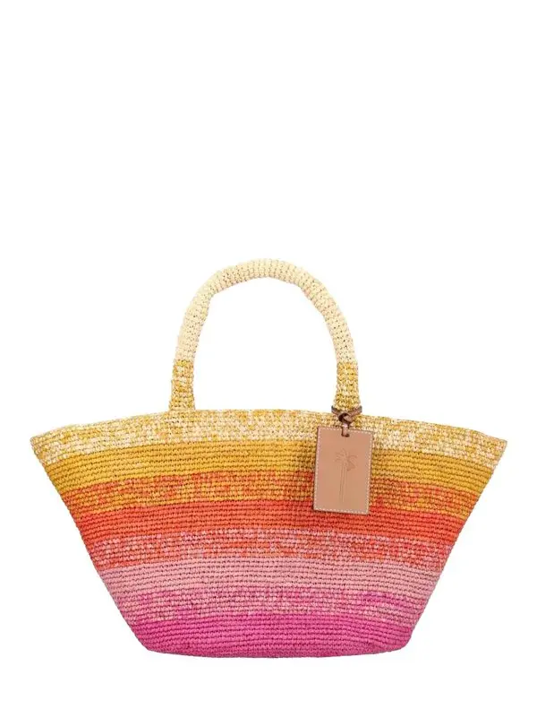 Manebí Woven Raffia Panier Shoulder Bag - Pink