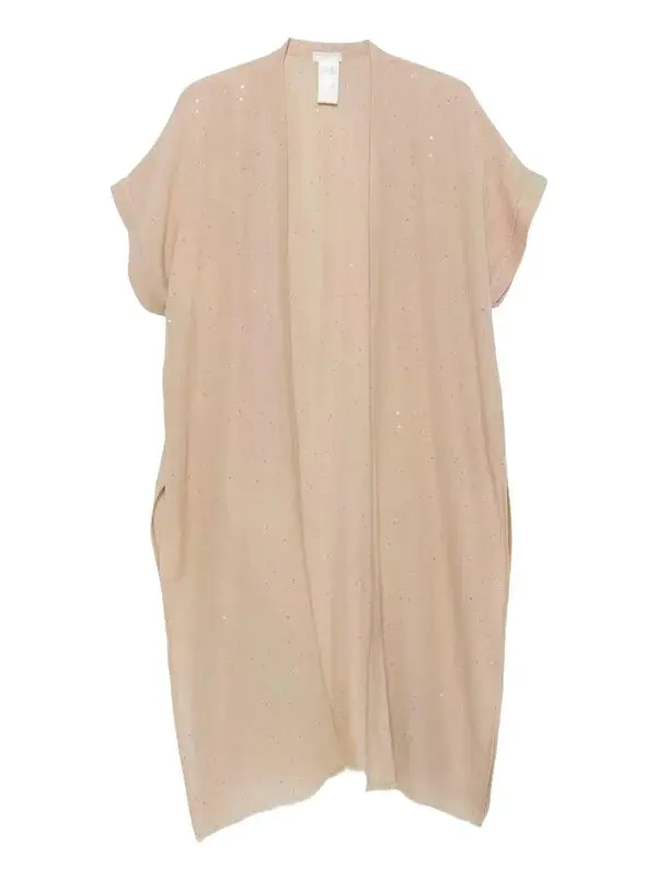 Peserico Sequin-embellished Fringed-edge Kimono - Neutrals