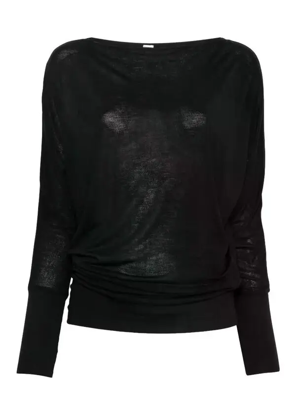 TOTEME Boat Neck Long Sleeve Top - Black