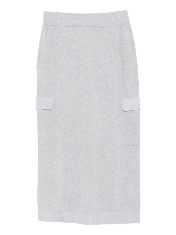 Peserico Metallic-effect Cargo-pocket Midi Skirt - Grey