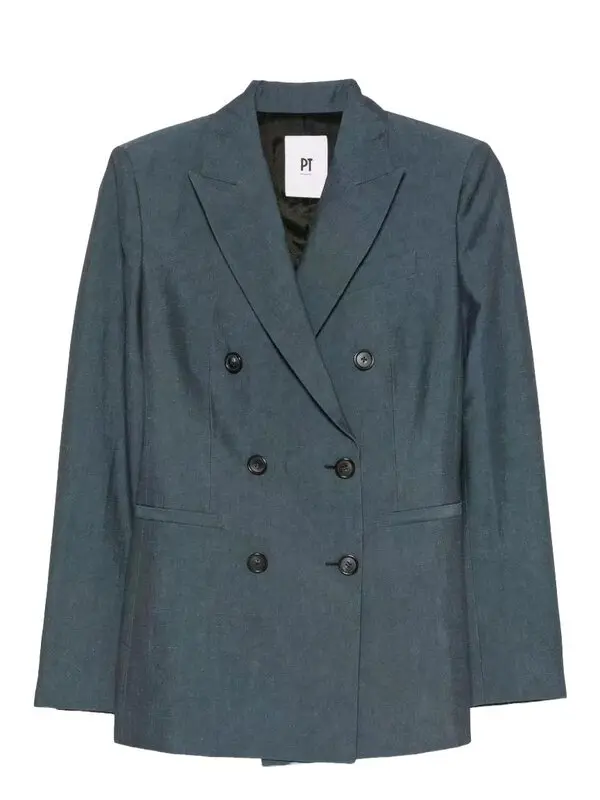 PT TORINO Double-breasted Peak-lapel Blazer - Blue