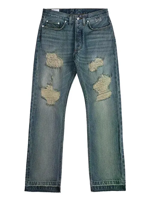 Rhude Distressed Straight-leg Jeans - Blue