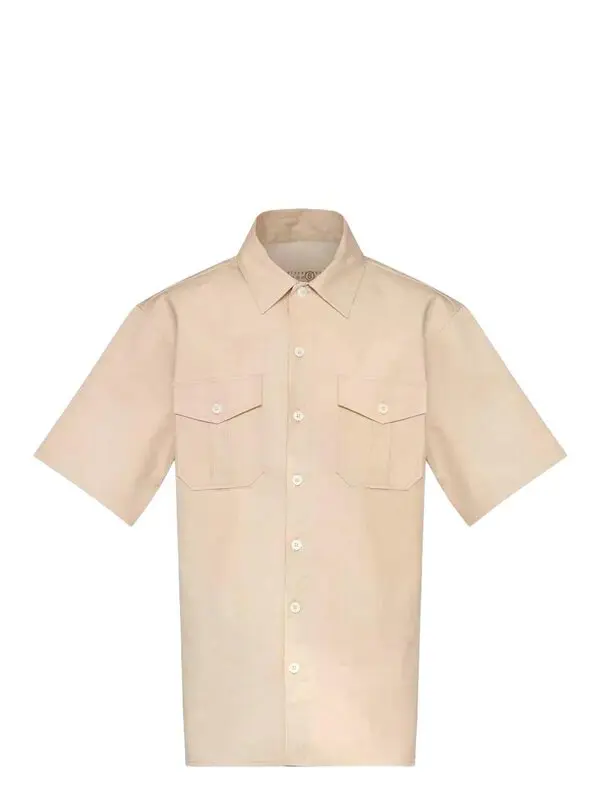 MAISON MARGIELA Button-down Short-sleeve Cotton Shirt - Neutrals