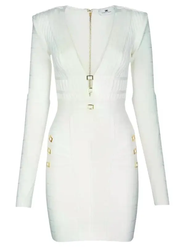 Elisabetta Franchi Mini Knitted Dress - White