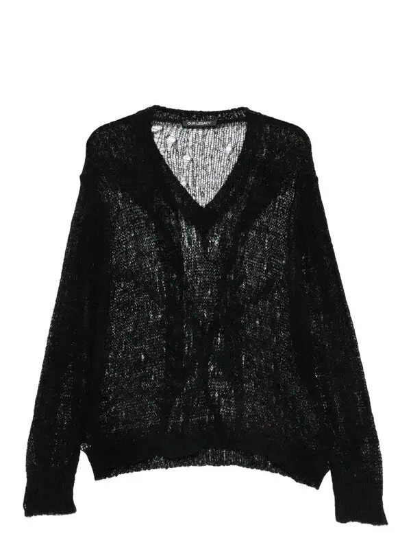 Our Legacy Distressed-effect Open-knit Sweater - Black