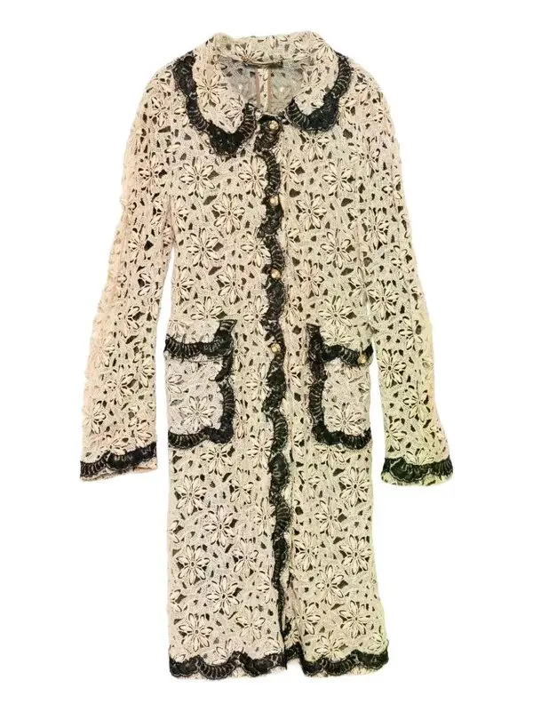 Dolce & Gabbana Floral Crochet Laced Coat - Neutrals