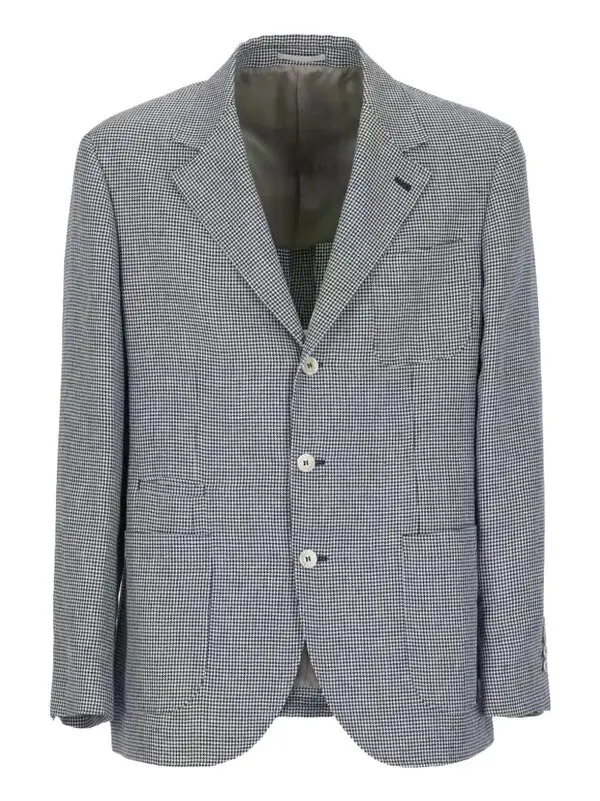 Brunello Cucinelli Checkered-pattern Deconstructed Blazer - Grey