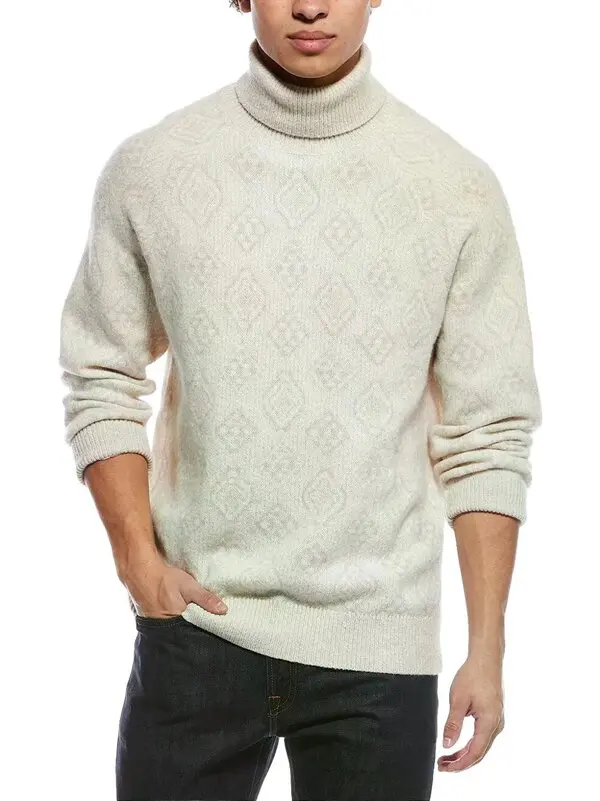 Brunello Cucinelli Geometric-jacquard Roll-neck Sweater - Neutrals