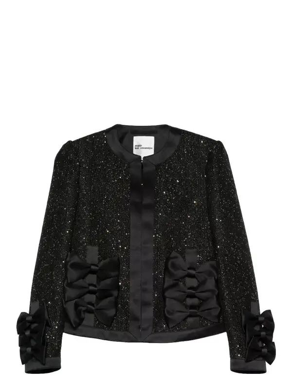 Noir Kei Ninomiya Bow-embellished Sequinned Jacket - Black