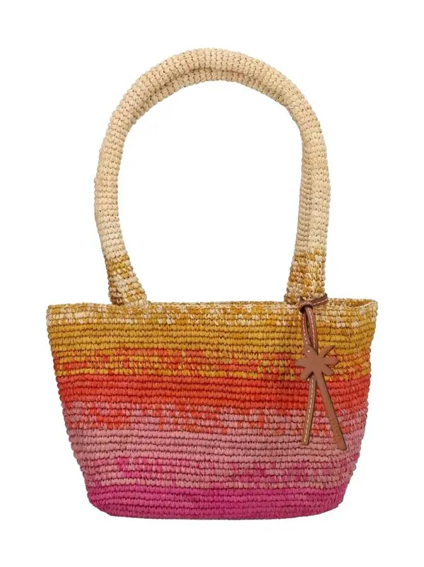 Manebí Medium Panier Gradient Raffia Shoulder Bag - Pink