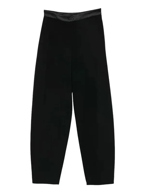 Emporio Armani Satin-trim Tapered Trousers - Black