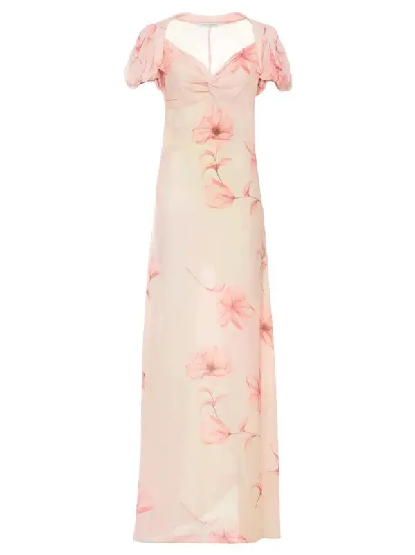 MAR DE MARGARITAS Benedetta Floral-print Balloon-sleeve Maxi Dress - Pink