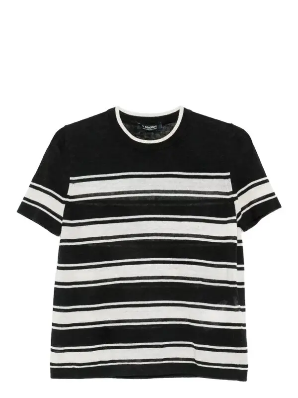 Max Mara Striped Linen T-shirt - Black
