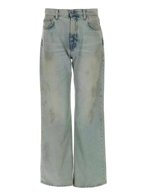 HAIKURE Korea Distressed Wide-leg Jeans - Blue